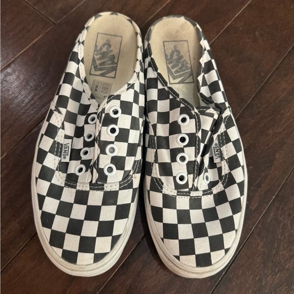 Vans | Shoes | Black And White Checkered Slip On Mule Vans | Poshmark